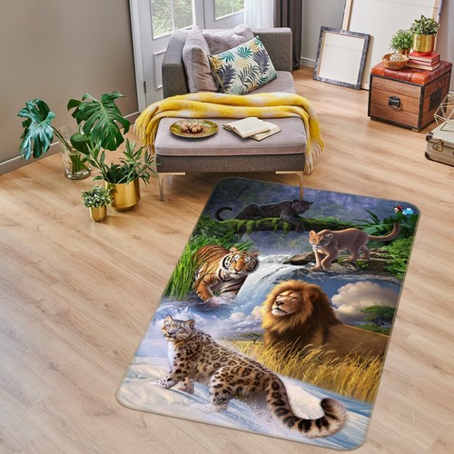 3D Leopard Lion ZHUA038 Game Non Slip Rug Mat Photo Carpet Jerry LoFaro ...