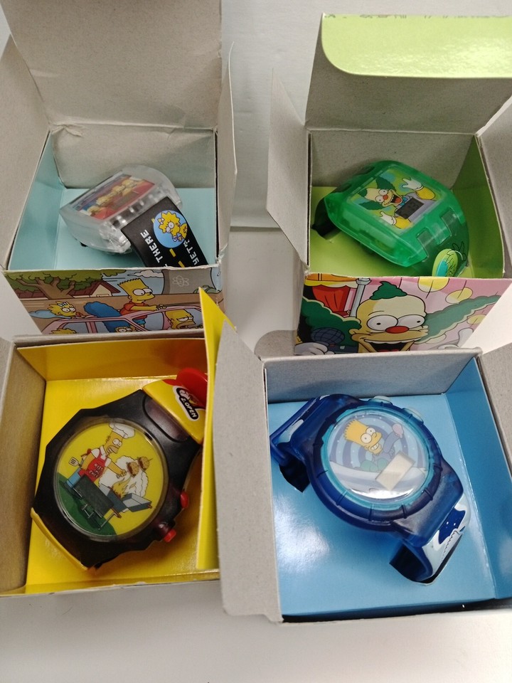 2002 The Simpsons Burger King Talking Watches Set of 4 Homer Bart ...