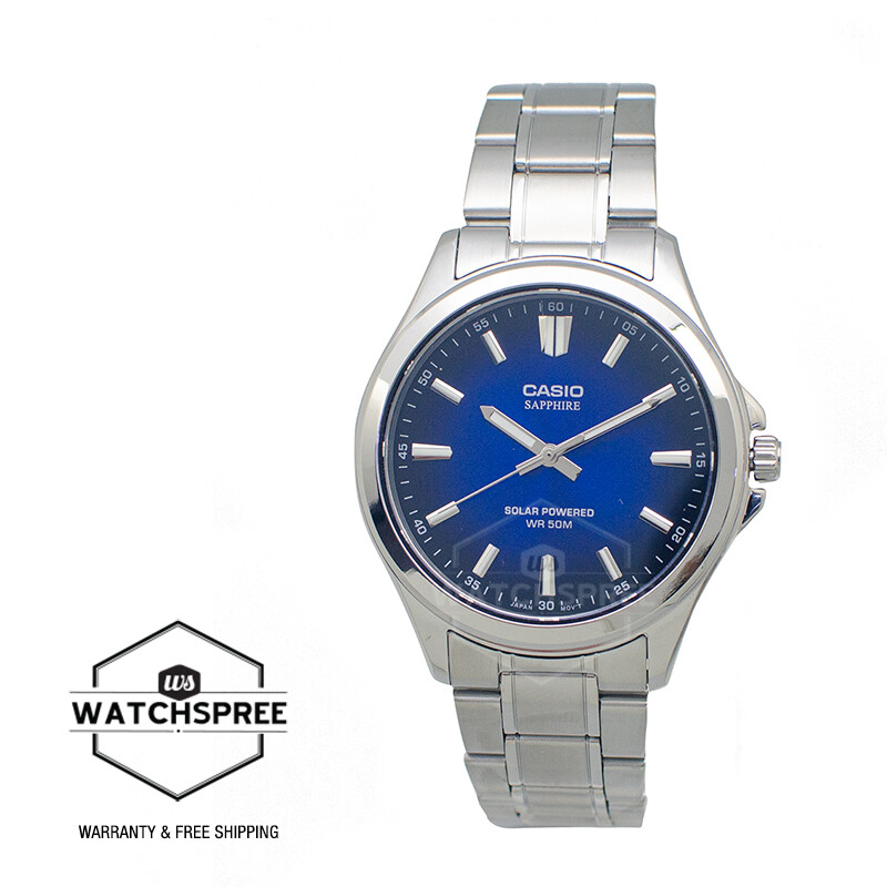Casio Men's Analog Solar Stainless Steel Band Watch MTSRS100D-2A MTS ...