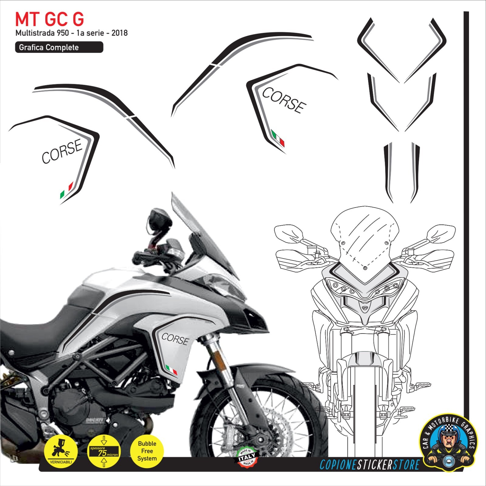 Compatible Adhesive Graphics DUCATI Multistrada 950 2018 Corse MT GC G ...
