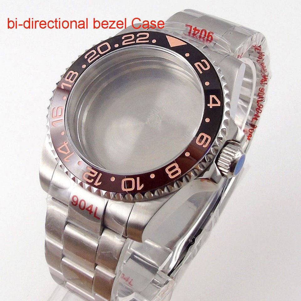40mm Bidirectional Bezel Watch Case 10ATM NH35 ETA2824 PT5000 Sapphire ...