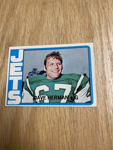 1972 Topps Football Dave Herman New York Jets Card #182 | eBay