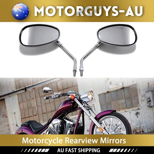 MOTORCYCLE CHROME OVAL SIDE REARVIEW SIDE MIRRORS FOR CRUISER CHOPPER ...
