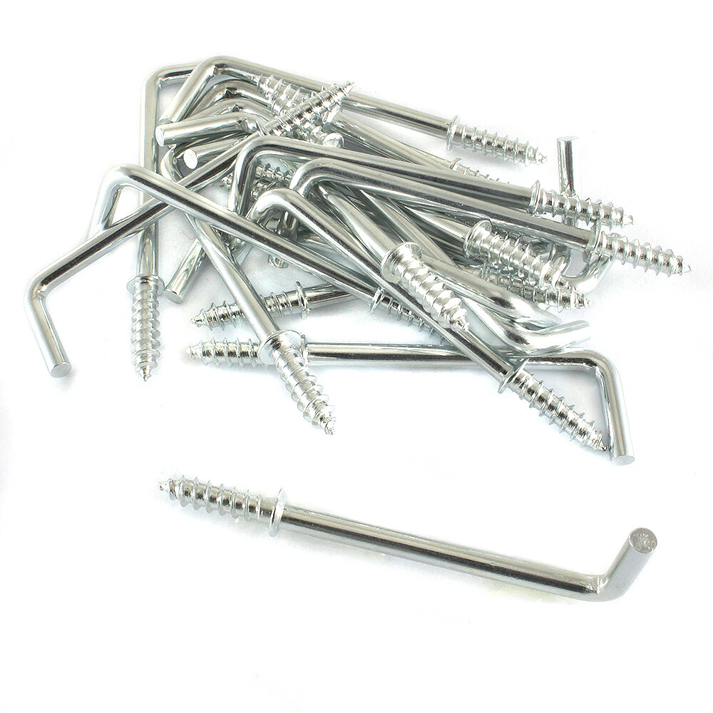 Square L Shaped Screw Hooks 50mm / 75mm Cup Dresser Shouldered Screw in ...