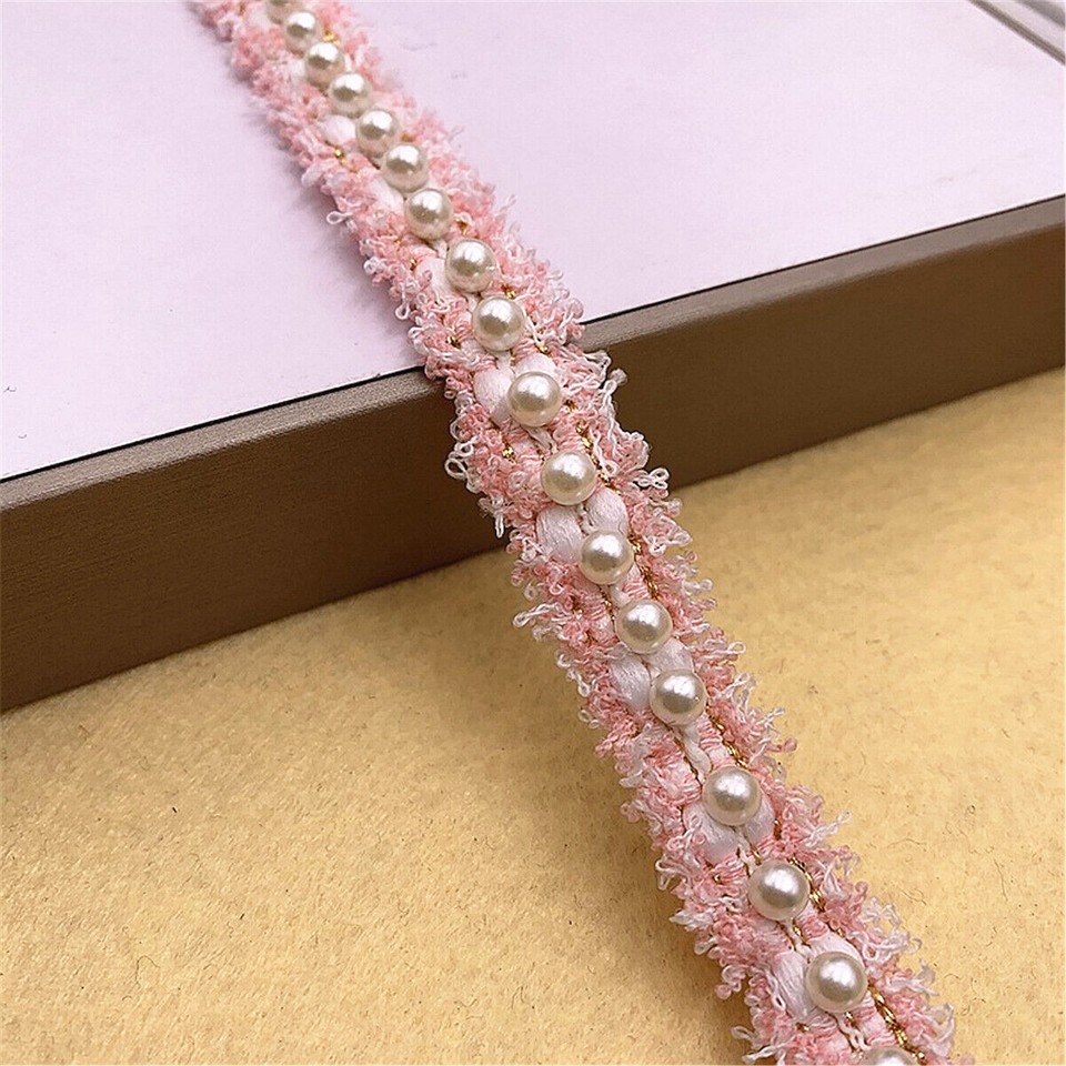 Embroidered Pearl Beaded Lace Trim Fragrant Ribbon Clothing DIY Sewing ...