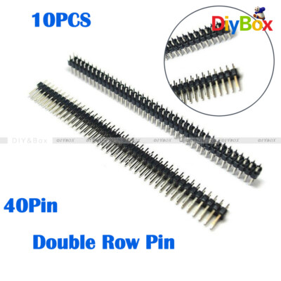 [10PCS] 40 Pin Double Row Straight 2.54mm Male Pin Header Strip PCB ...