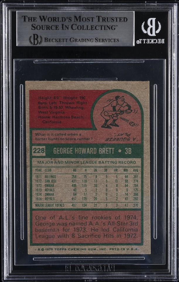 1975 TOPPS MINI GEORGE BRETT BGS 8 | eBay