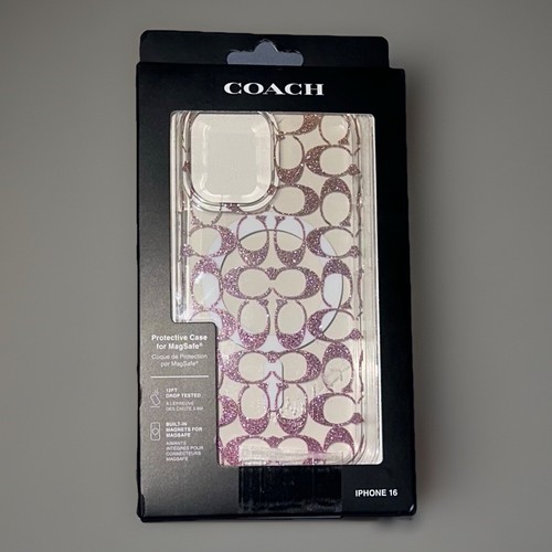 Coach Protective Case with Magsafe For iPhone 16 Clear/Glitter/Multi ...