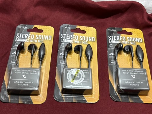 Vibe Stereo Sound Earbuds With Mic Black 3.5 Mm Plug For Gaming, MP3 ...
