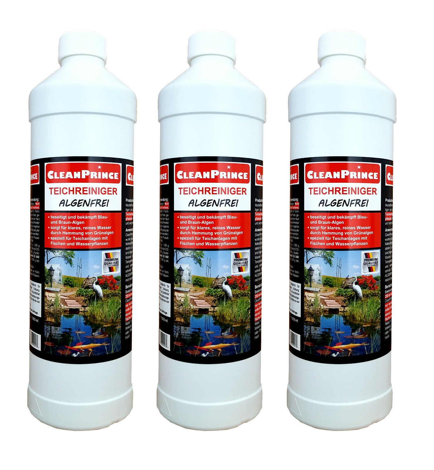 Pond Cleaner Algae-Free 3 x 1 Liter Algae Remover Pond Cleaner with ...