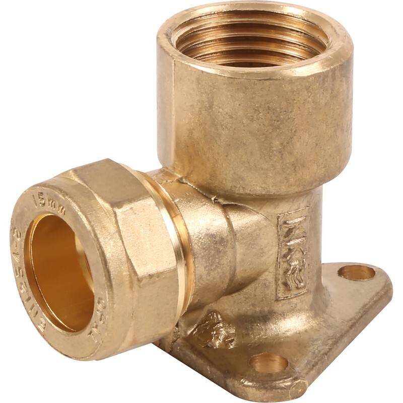 Wall Plate Elbow Compression- 15MM X 1/2"- Brass | eBay UK