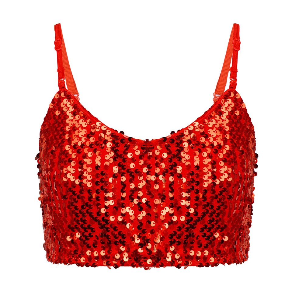 Kids Girls Stylish Adjustable Spaghetti Shoulder Straps Shiny Sequins ...