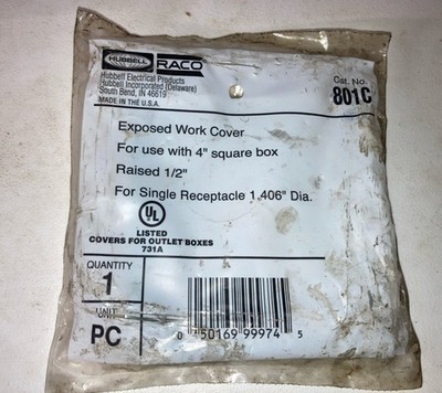 RACO 801C Electrical Box Cover Single Receptacle Exposed Work **SHIPS ...