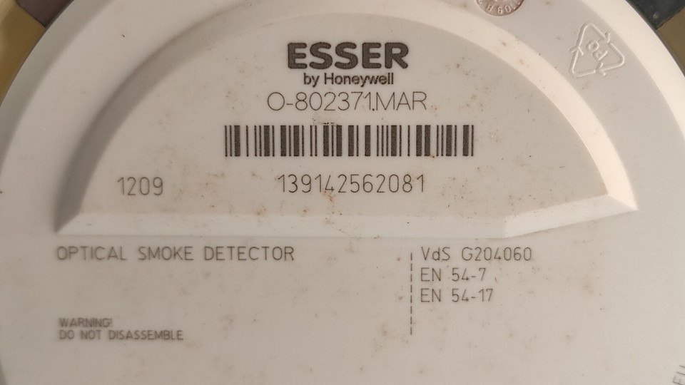 ESSER BY HONEYWELL O-802371MAR OPTICAL SMOKE DETECTOR | eBay