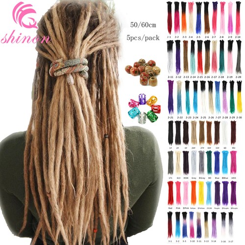 5PCS 20" 24" Dreadlocks Extensions Synthetic Single Ended Dreads SE ...