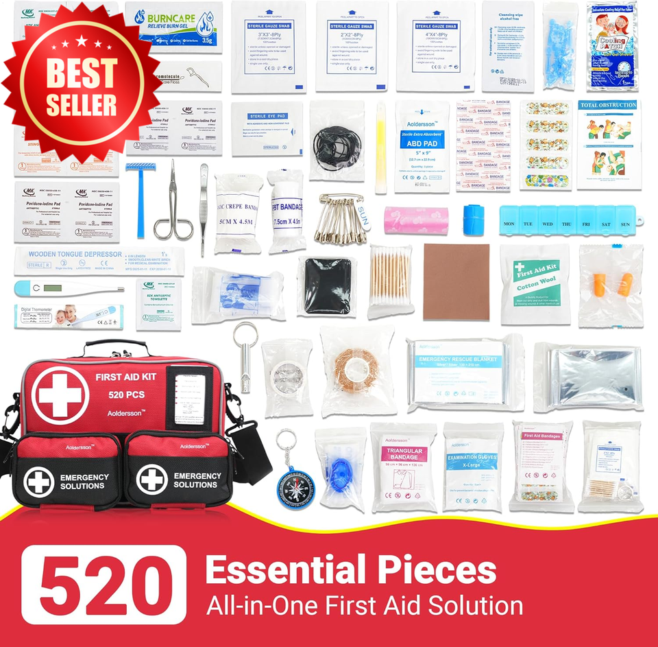 520pc First Aid Kit Large Emergency Survival Medical Set for Car Home ...