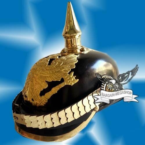 German Pickelhaube Prussian Leather Helmet Vintage Kaiser Hat WW1 WW2 ...