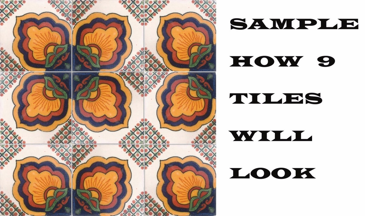 Talavera Tiles Handmade Mexican Talavera Tile Sample - Ceramic 4x4 Inch ...