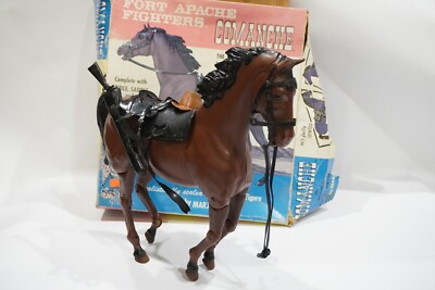 VTG MARX Fort Apache Fighters COMANCHE MOVABLE BROWN CALVARY HORSE BOX ...