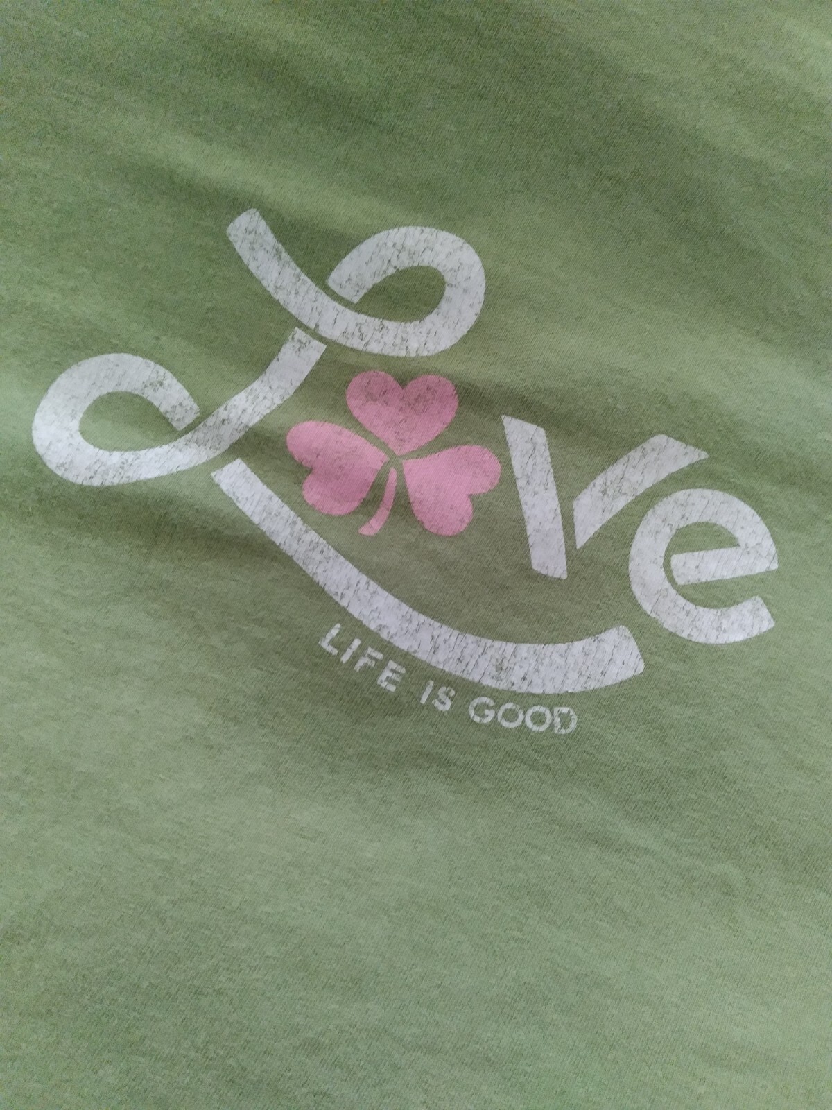 Vintage Life Is Good Green Xl Womens T Shirt With Shamrock And Love ...