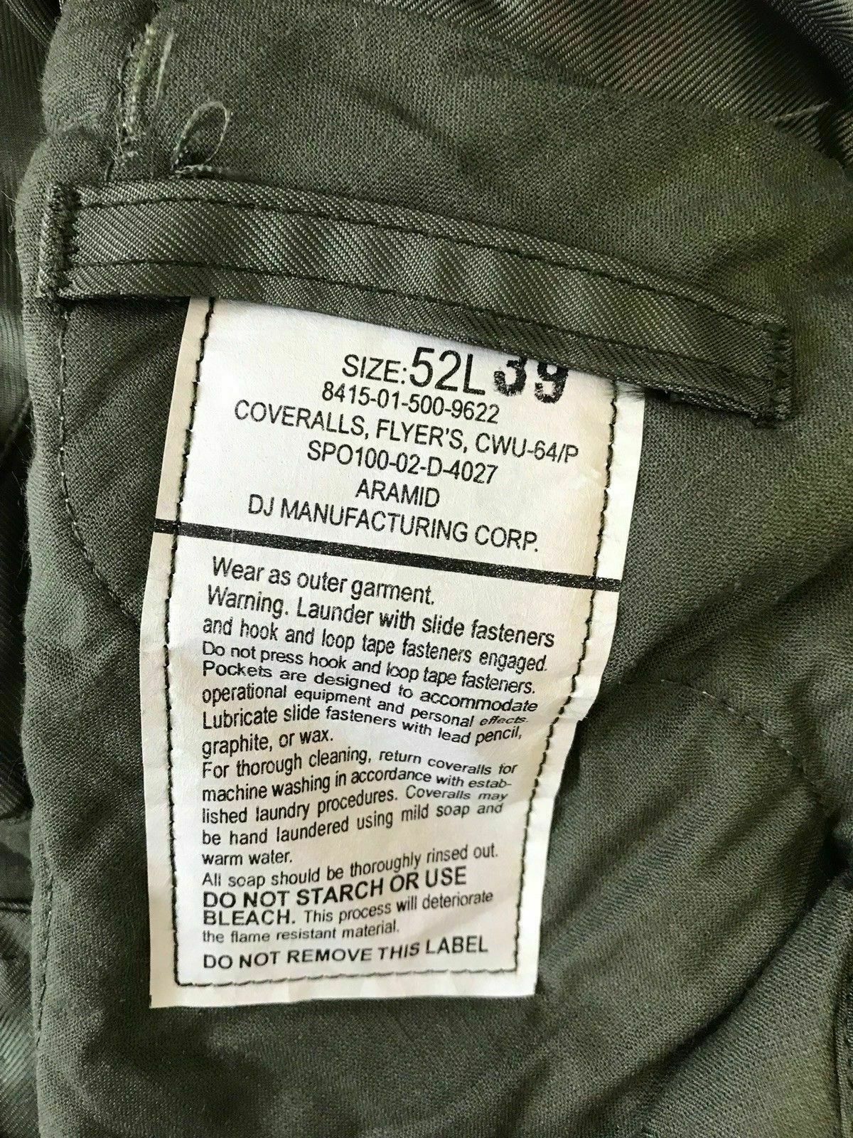 Cold Weather Flight Suit 52 Long CWU-64/P Military Fire Resistant | eBay