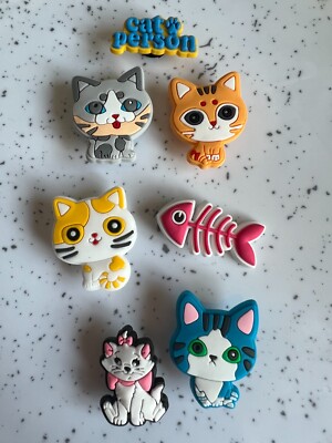 1pcs Croc Shoes Charms Cute Cat Shaped PVC Shoes Button Decortion For ...