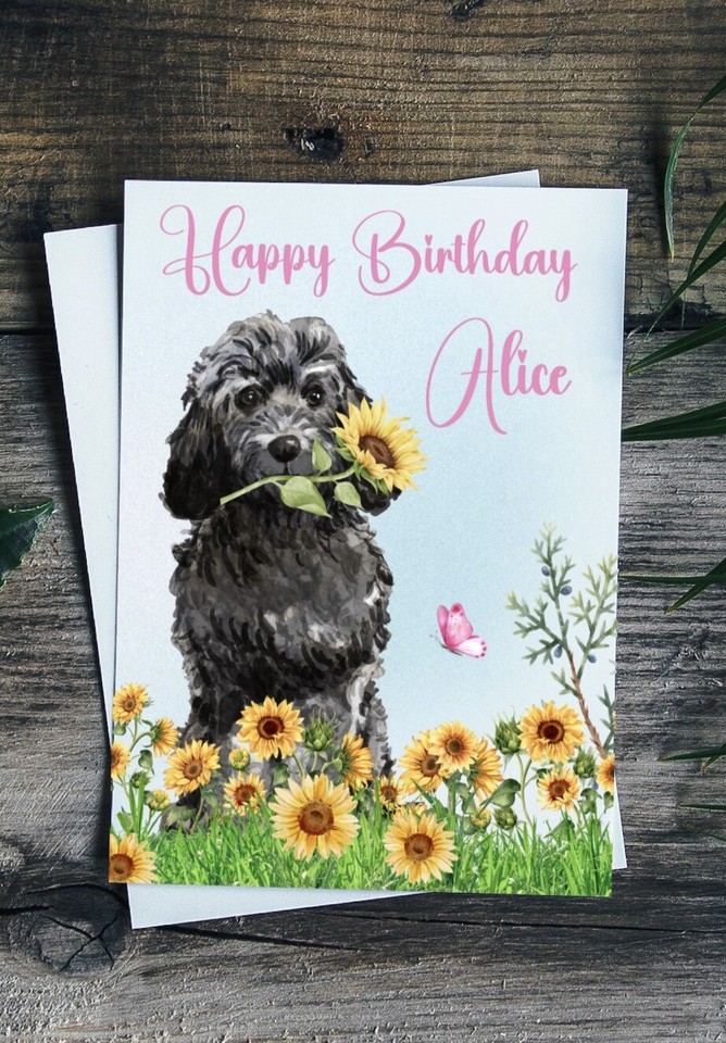 Personalised Cockapoo Birthday Card, Black Cockerpoo, Cockapoo ...