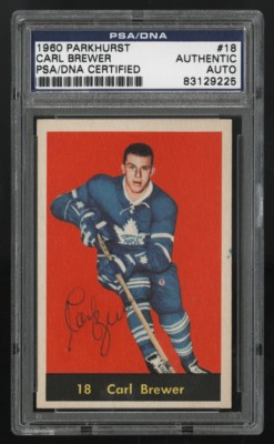 1960-61 PARKHURST HOCKEY~#18~CARL BREWER~PSA/DNA AUTOGRAPHED~HQ ...