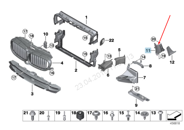 BMW 7 G11 Left Side Inner Air Duct 51747347375 7347375 2016 Genuine for ...