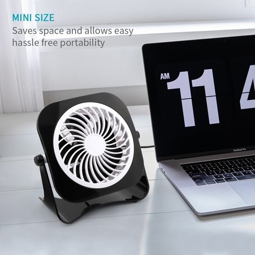 4 Inch Mini USB Desk Fan Quiet, 2 Speeds, Lower Noise, USB Powered, 360 ...