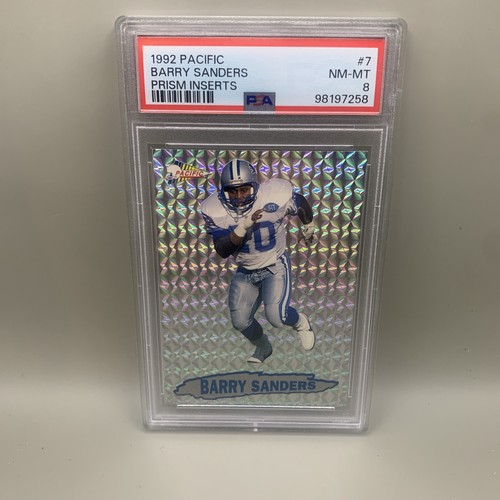 1992 Pacific Prism Insert Barry Sanders #7 Lions PSA 8 Free Shipping | eBay