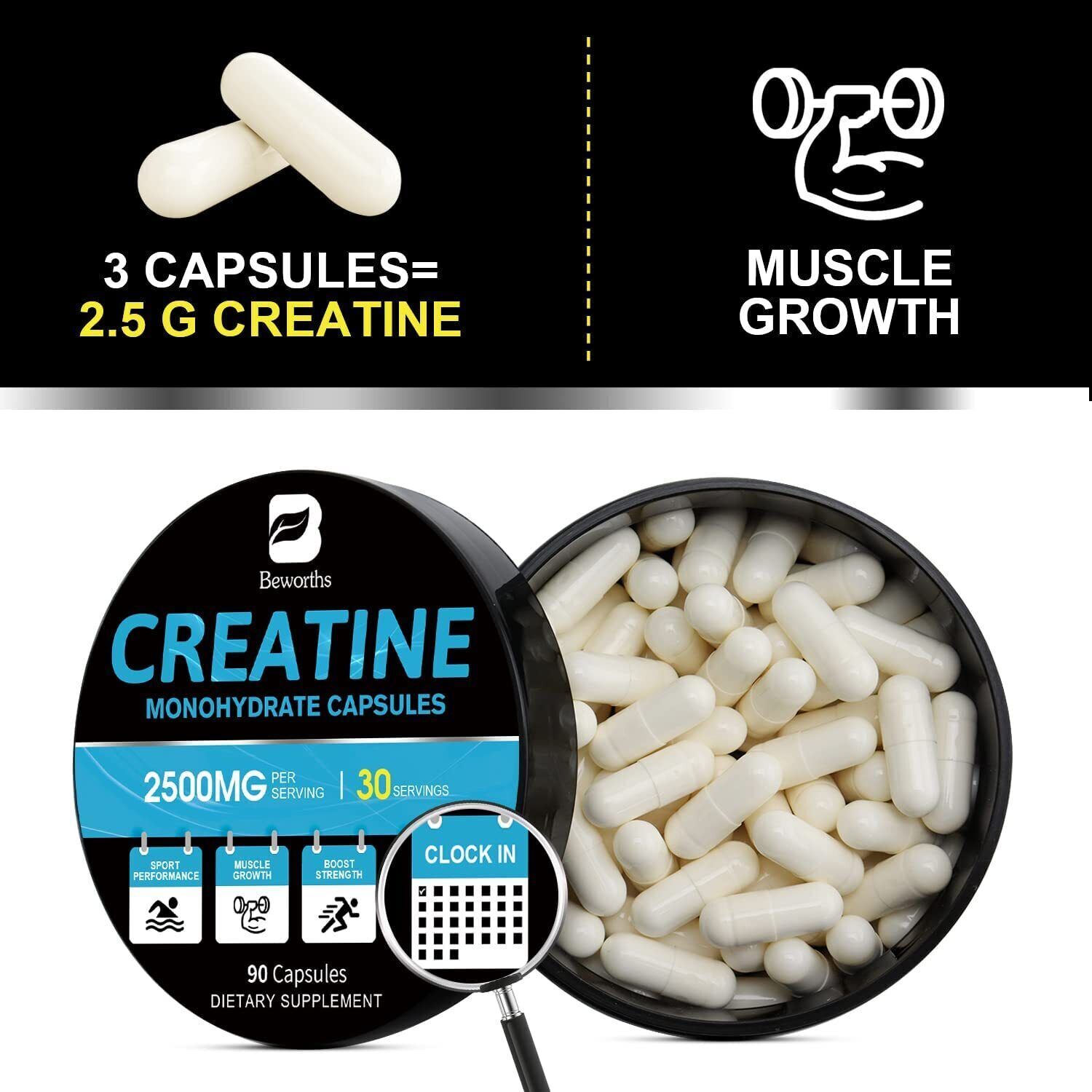Beworths Creatine Monohydrate Capsules - Bodybuilding Muscle Growth ...