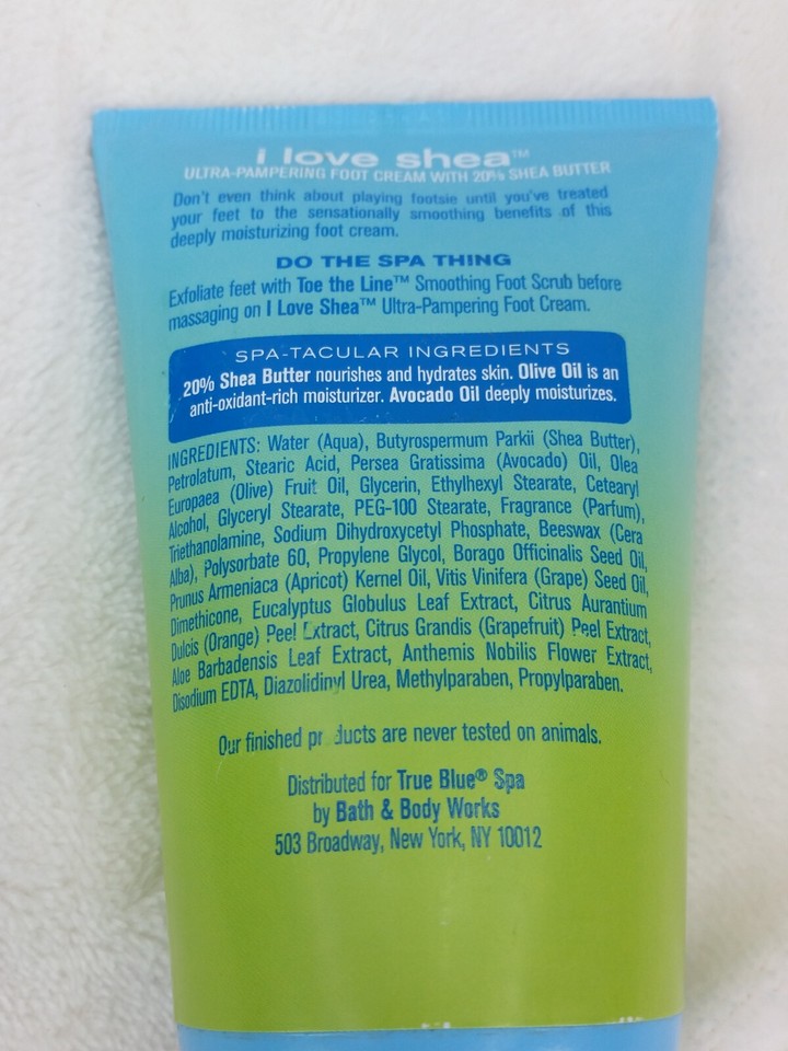 Bath Body Works True Blue Spa I Love Shea Butter Ultra Pampering Foot ...