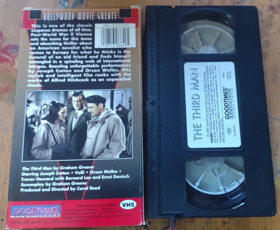 The Third Man 1949 VHS Collector's Edition Orson Wells | eBay