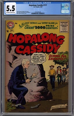 HOPALONG CASSIDY #117 CGC 5.5 OFF-WHITE TO WHITE PAGES DC COMICS 1956 ...