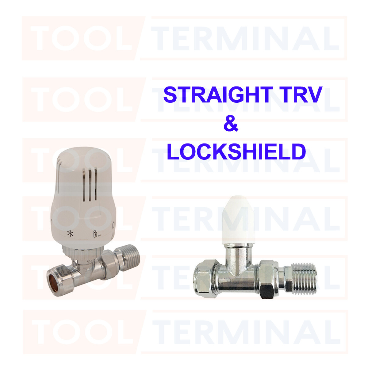 Thermostatic Radiator Valve 15mm x 1/2" Angled Straight TRV Lockshield ...