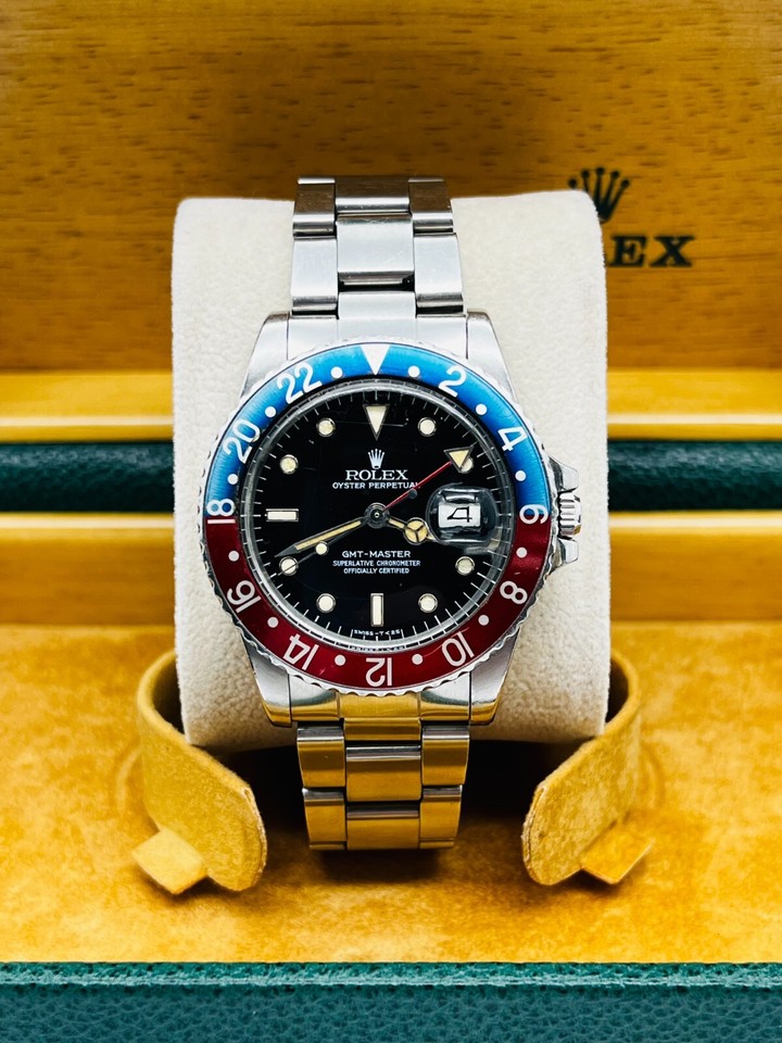 Rare Rolex 16750 GMT Master Pepsi Stainless Steel Original Spider ...