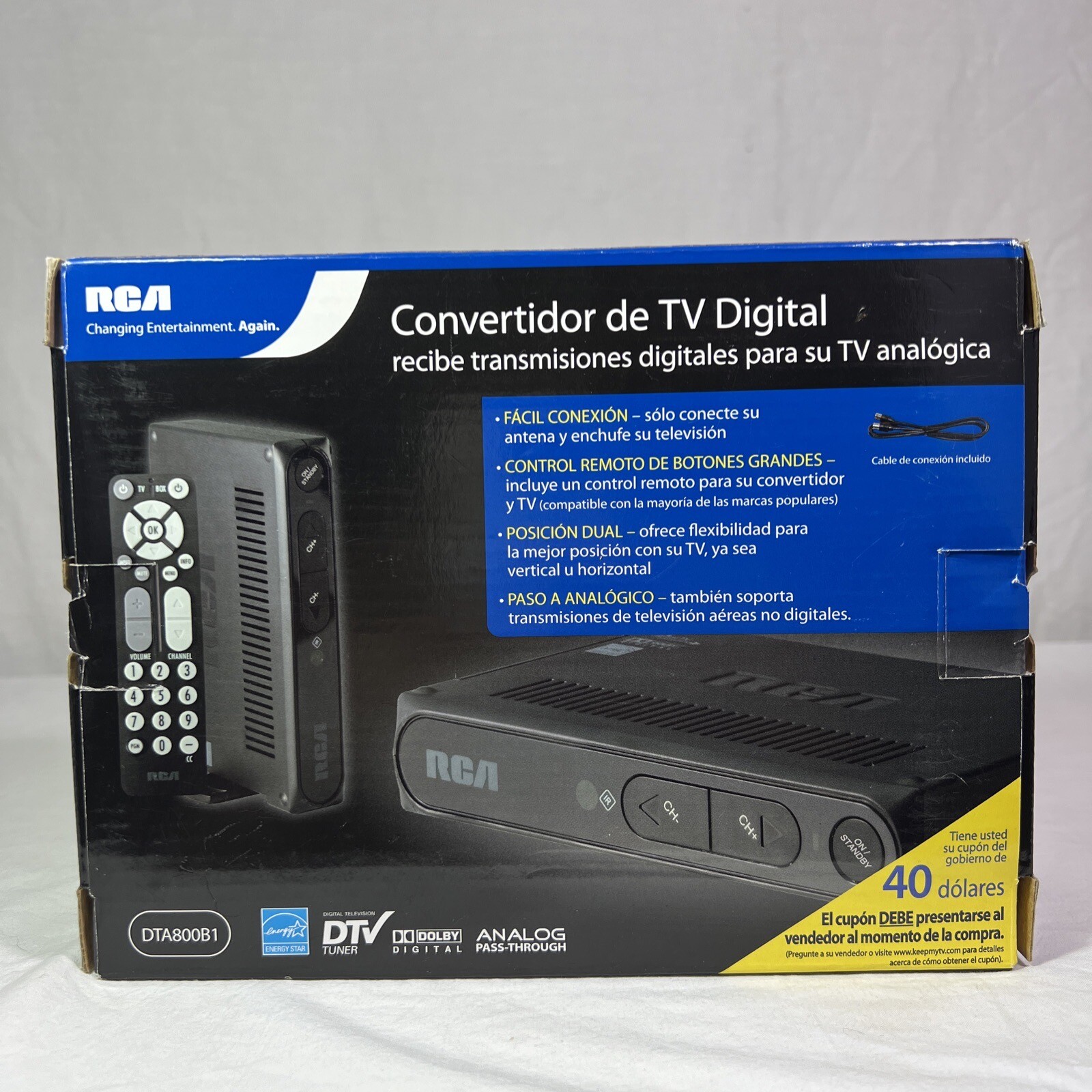 NEW RCA Digital-to-Analog TV Converter Box DTV Tuner W/ Remote & Cables ...