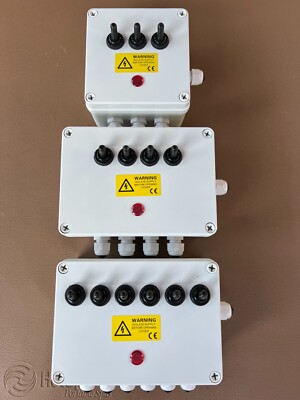 GARDEN POND SWITCH BOX 3,4,6 WAY OUTDOOR SOCKET WEATHERPROOF BLACK ...