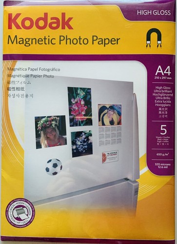 Kodak A4 Magnetic Paper 5 Sheets, 650gsm, High Gloss, Ultra Brilliant ...