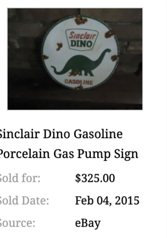 Vintage Sinclair Dino Gas Porcelain Metal Sign Pump Plate 11 3/4"