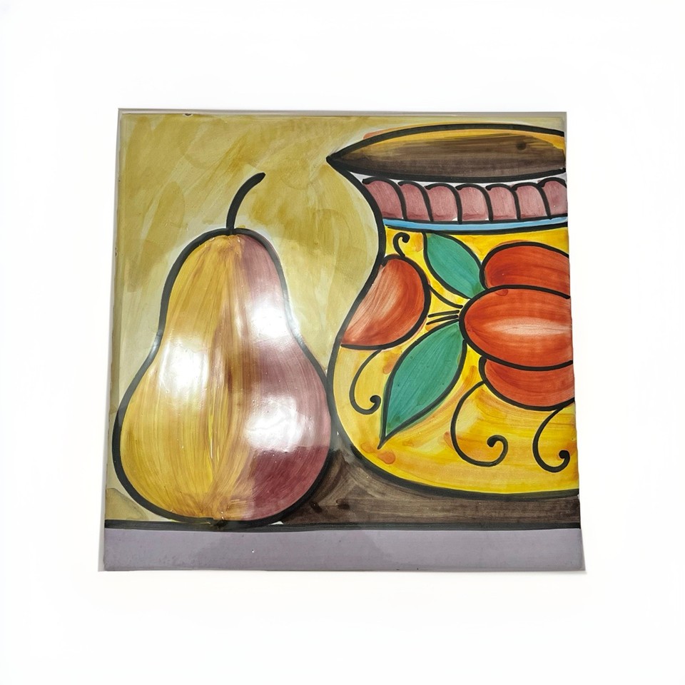 Pier 1 Imports Hand-painted Ceramic Art Tile 8 x 8 Made in Italy Pear ...