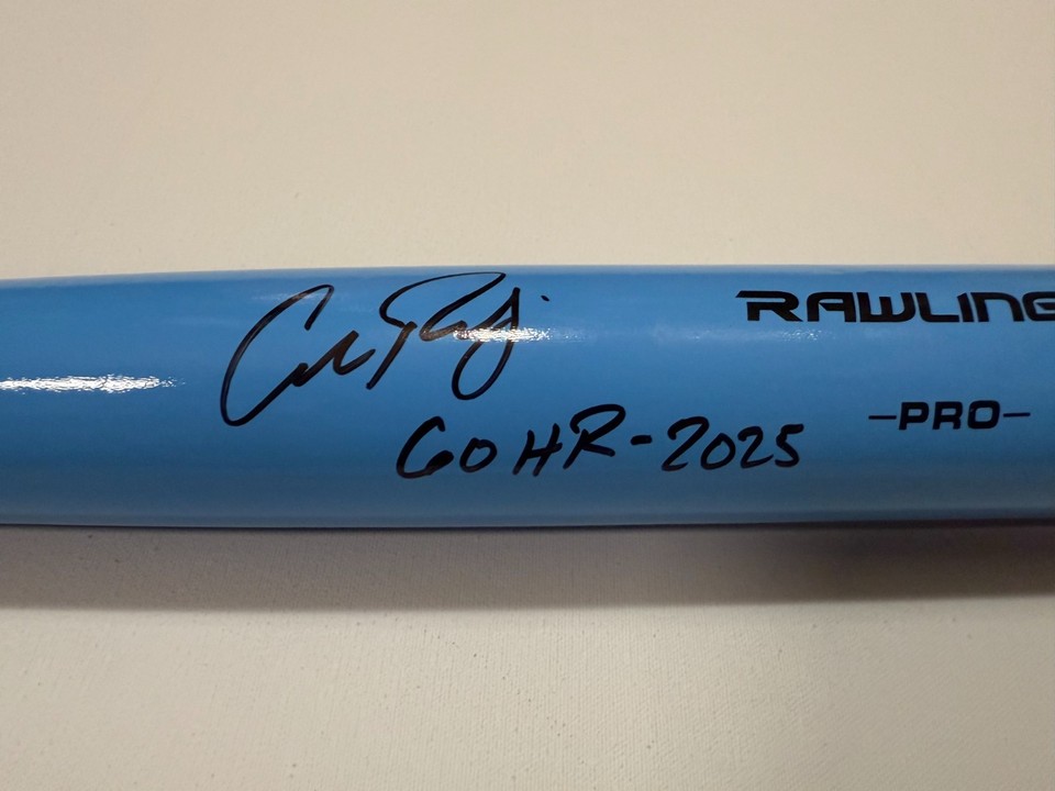 CAL RALEIGH MARINERS SIGNED RAWLINGS BLUE FATHERS DAY BAT 60 HR - 2025 ...