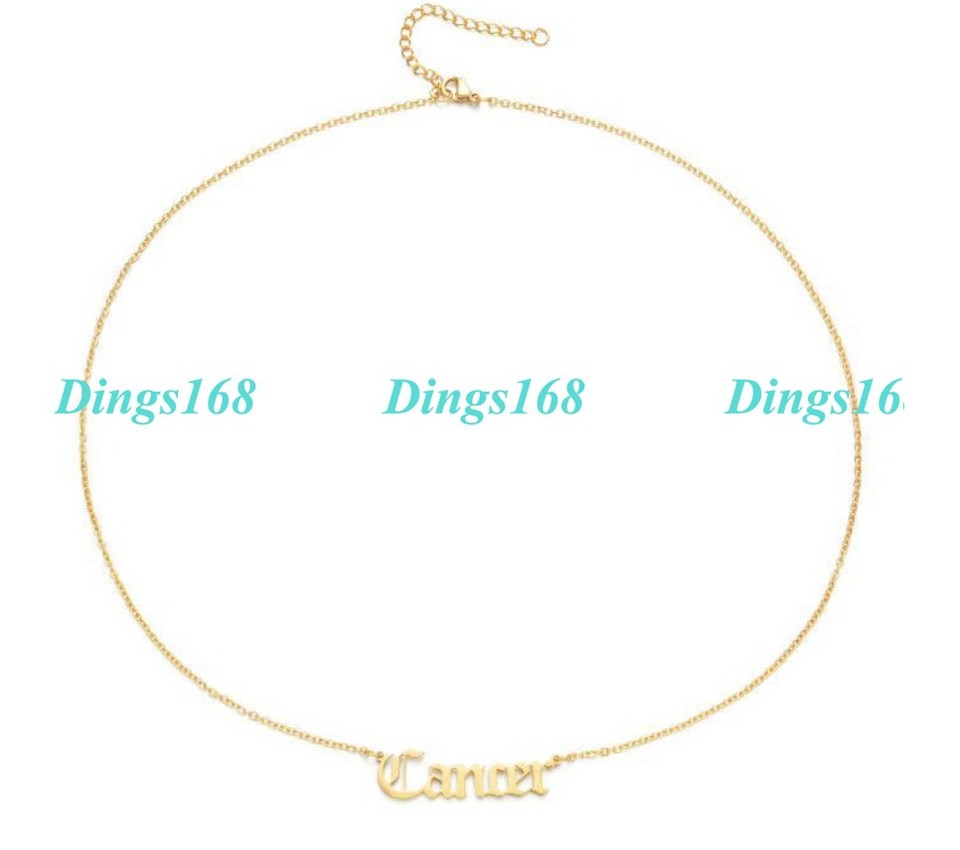 18K Yellow Gold Filled Hypo-allergenic Aries Zodiac Script Name Pendant ...