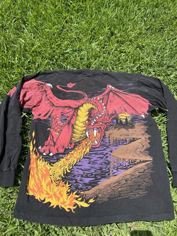 Vintage 1993 Liquid Blue Dragon AOP Longsleeve, Size X-Large, 24x32" | eBay