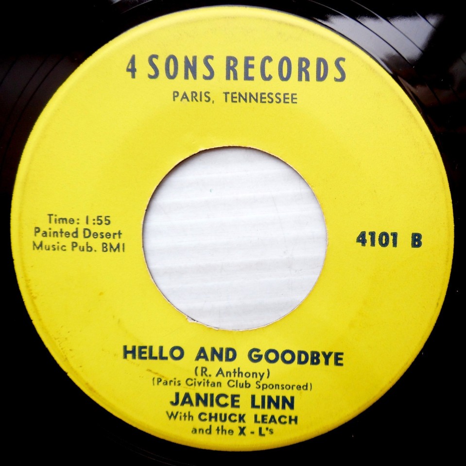 JANICE LINN & CHUCK LEACH X-L's teen rocker 4 SONS 45 OUT OF MY HEART ...
