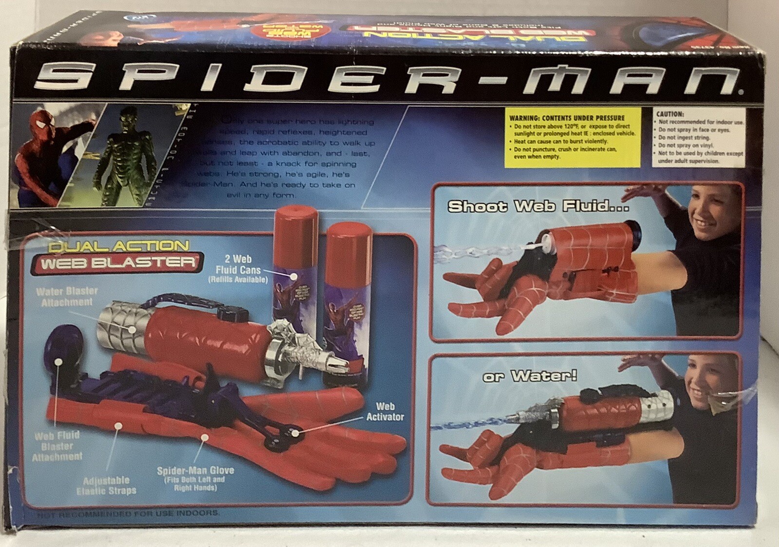 Spider-Man Web Blaster Dual Action Web Fluid Water Shooter Glove W/ 2 ...