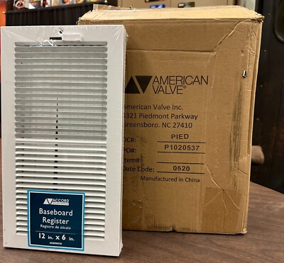 Baseboard Register,No AB3BRWH126, ACCORD Ventilation. Box of 6 ...