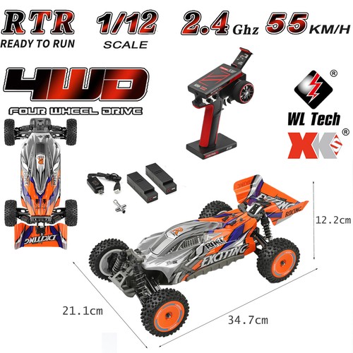 WLtoys 124010 1/12 2.4G 4WD RC Car 55KM/H High Speed Off Road 2xBattery ...