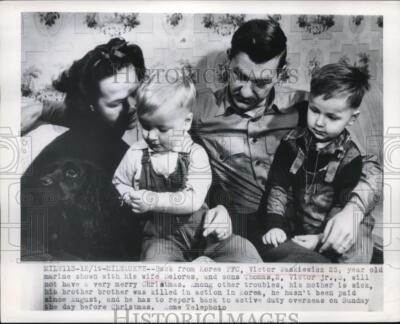 1951 Press Photo PFC Victor Waskiewicz with his wife and two sons | eBay